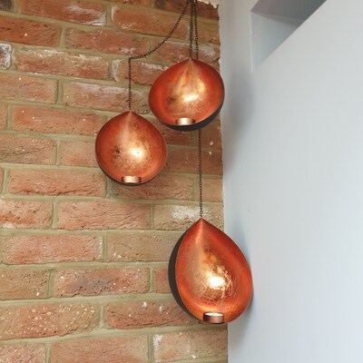 Hanging Tea Light Holders, Hanging Copper Tea Light Holders, Gold ...