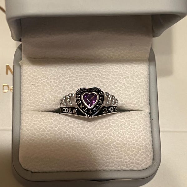 Personalized Sterling Silver/ 10K Gold Class Ring With Birthstone ...