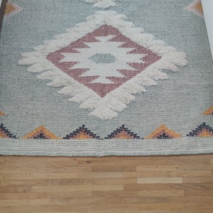 Scalloped Jute Rug Light Blue Jute Scallop Boho Decor - Etsy