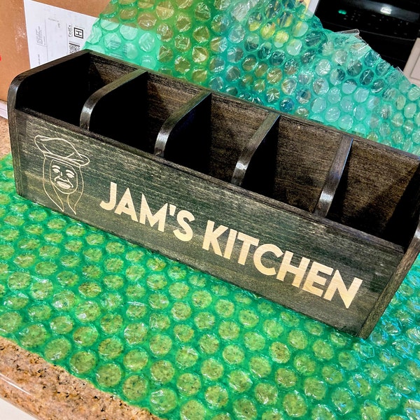 Handcrafted Wooden Utensil Holder - Utensil Caddy - Kitchen Organizer ...
