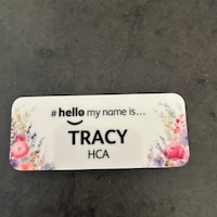 Hello My Name is Name Badge Pretty Pink Florals Personalised Badge ...