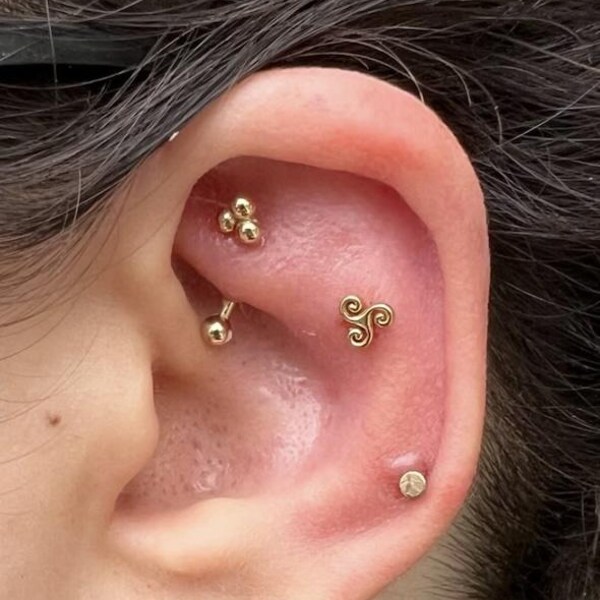 14k Solid Gold Dollar Sign Cartilage Earrings Money Stud Earrings ...