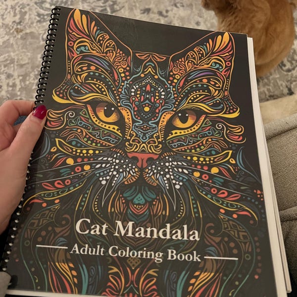 Cat Mandala Adult Coloring Book - Nature-inspired Designs, 50 Pages, 8 ...
