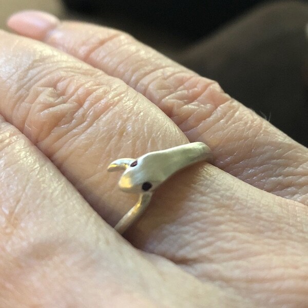 Snake Tail Ring in Sterling Silver With Diamonds or Rubies - Etsy