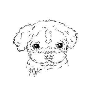 Dog Outline, Custom Line Drawing, Pet Portrait Full Body, Inked Line ...