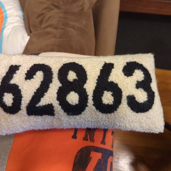 Zip Code Decorative Pillow Small Handmade Punch Needle Pillow Custom - Etsy