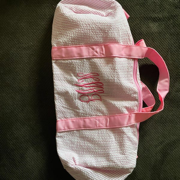Personalized Baby Duffle Bag, Monogram Seersucker Baby Bag, Monogrammed ...