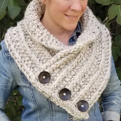 KNITTING PATTERN PDF Only Beginner 3 Button Rustic Scarf, Shoulder Wrap ...