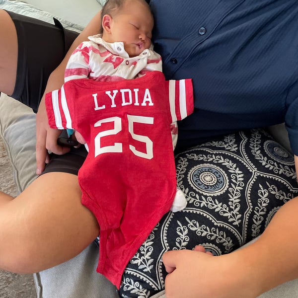 Custom Cotton Football Sport Jersey Baby Bodysuit Personalized With ...