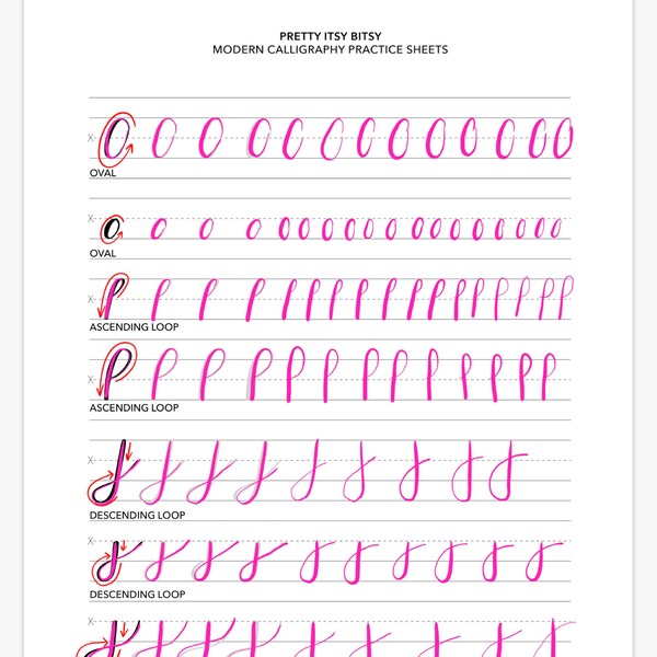 Modern Calligraphy Brush Lettering Workbook Practice Sheets for ...
