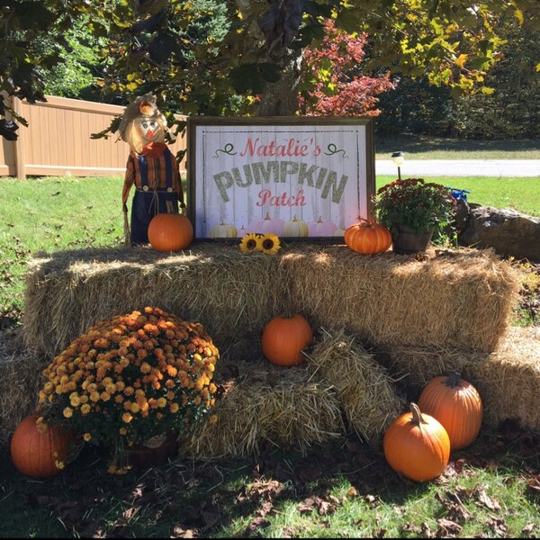 Pumpkin Patch Sign -- Floral Printable PDF File Custom Backdrop ...
