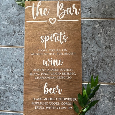Bar Menu Svg, Wedding Svg, Reception Bar Svg, Wedding Sign Svg, the Bar ...