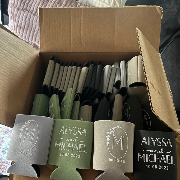 Personalized Wedding Can Cooler | Customized Wedding Favors | Beverage ...