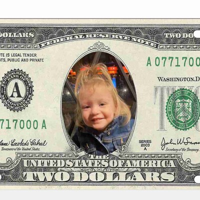 2 Dollar Bill Personalized Custom Novelty Front License Plate ...