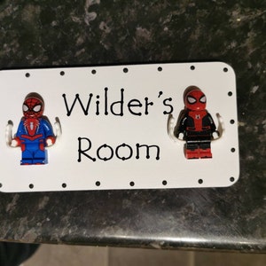 Spiderman Black Personalised Door Sign Plaque Superhero Minifigure ...