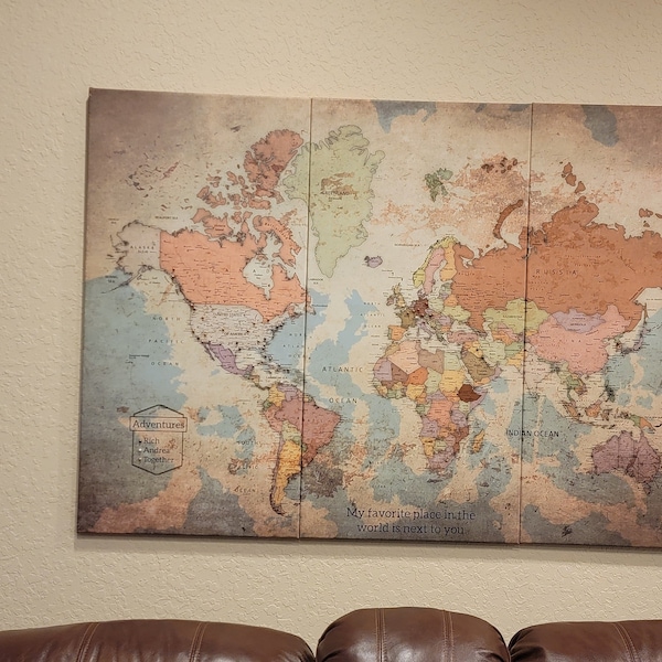 Vintage Push Pin World Map Personalized World Map Vintage Push Pin ...