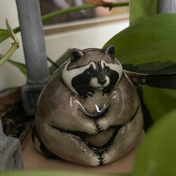 Ceramic Figurine Raccoon 2.36" Collectable Ceramic Sculpture One of ...