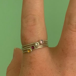 Birthstone Ring. ONE Stackable Birthstone Gemstone Ring. Sterling ...