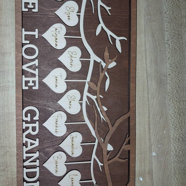 Family Tree Hanging Heart 3D Wall Hanging Decoration or Gift With Stand ...