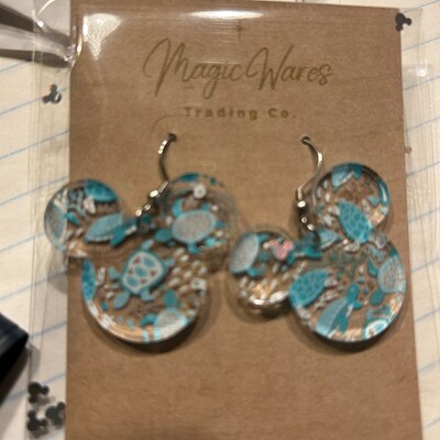 Sea Turtles, Mouse Head Shaped Laser Cut Acrylic Earrings, Laser Cut ...