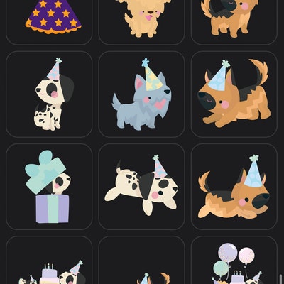Dog Clipart, Puppy Clipart, Puppy Party Clipart, Dog Party, Dog Lover ...