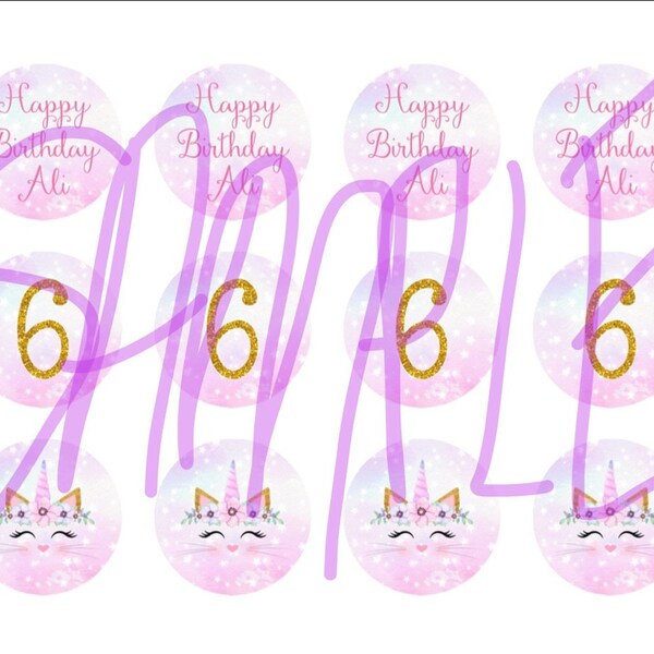 Caticorn Cupcake Toppers Printable Birthday Cupcake Party Decorations ...
