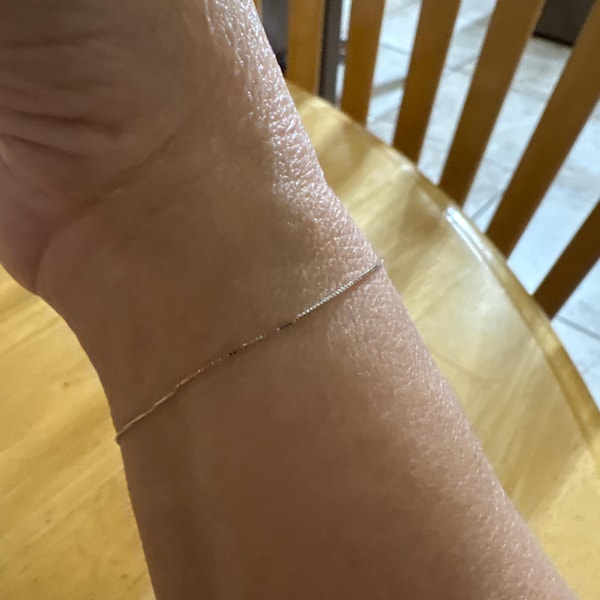 10k Solid Gold Box Chain Bracelet, Box Gold Chain Bracelet, Dainty Gold ...