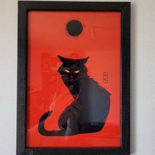 Black Wolf Chained | Red Background | Wolf Wall Art | Gothic Home Decor ...