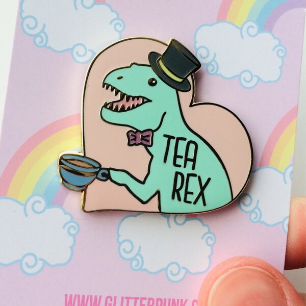 Tea Rex T-rex Hard Enamel Pin Badge Tyrannosaurus Rex Pin Trex Tea Pin ...