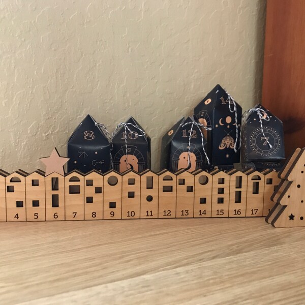 Wooden Advent Calendar for Kids or Adults, Wood Hygge Christmas ...