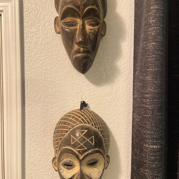 Antique African Dan Mask With Cubist Face Weathered Wooden Wall Hanging ...