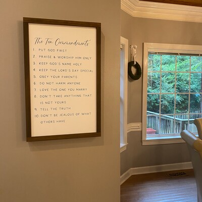The Ten Commandments Sign Scripture Wood Sign Living Room Wall Decor ...
