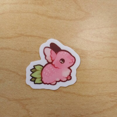 Mini Strawberry Bunny and Flower Bunny Sticker Set of 2 / Cute Rabbit ...