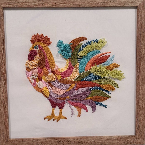 Colorful Rooster Hand Embroidery Pattern - PDF Instant Download for ...