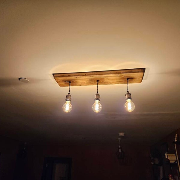 Rustic 3/5 Pendant Wooden Plank Light - Etsy UK