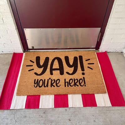 Yay You're Here, Funny Doormat, Housewarming Gift, Welcome Mat, Funny ...