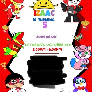 Personalized Ryan's World Birthday Invite - Etsy UK