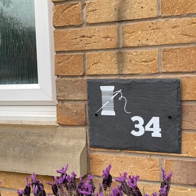Rustic Slate Door Number, Slate Gate Sign Plaque, Stone Home Number ...
