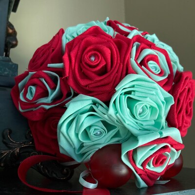 Upcycled Denim Roses With Stems, Blue Jeans Roses, Birthday Gift, Eco ...