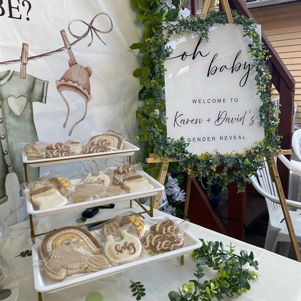 Acrylic Gender Reveal Welcome Sign | Custom Gender Reveal Sign ...