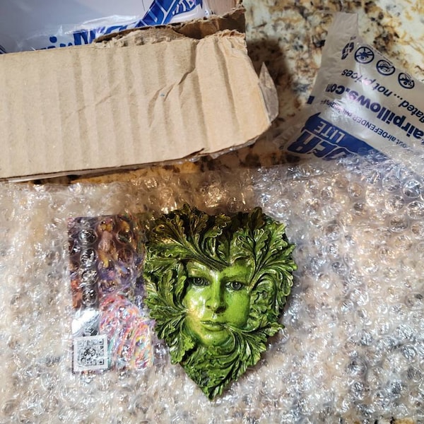Green Man Wall Hanging, Green Man Wall Statue, Green Man Hanging Mask ...