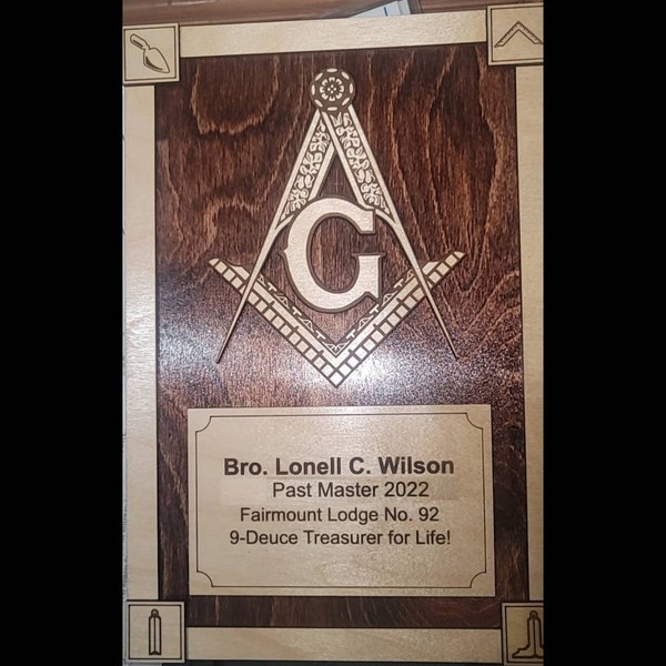 Masonic Past Master Plaque - Custom Wood Engraved - Etsy