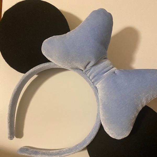 Light Blue Velvet With Black Mouse Ears Headband - Etsy