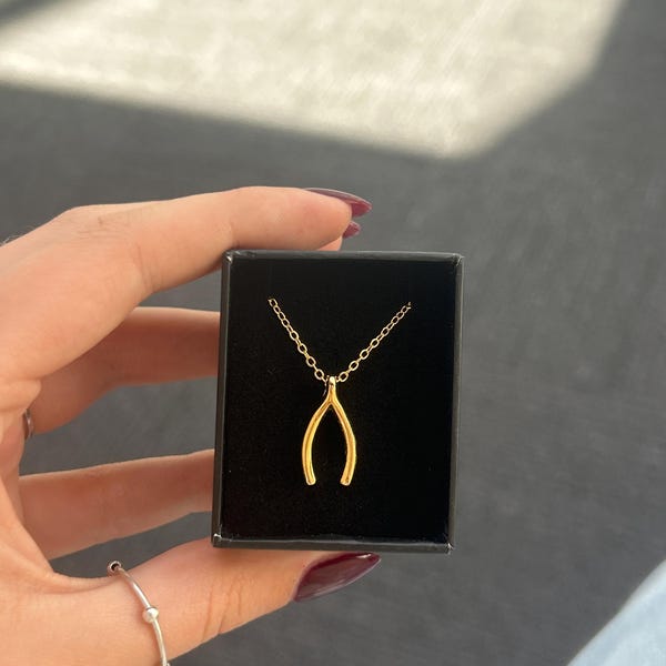 Gold Plated Wishbone Necklace, Tiny Wishbone Necklace, Good Luck ...