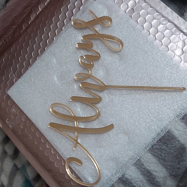 Wedding Cake Topper Always Gold Calligraphy Script Cake Decor in Custom ...