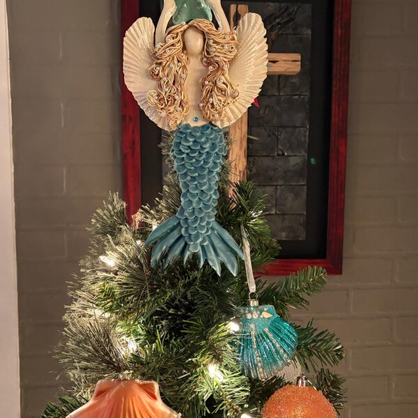 Golden Blonde Mermaid Tree Topper With Golden Sea Star - Etsy