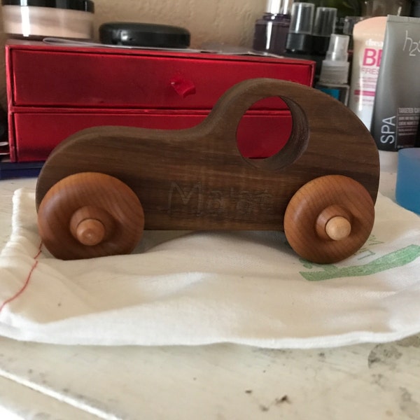 Handmade Walnut Wooden Toy Car: Personalized Push Toy - Etsy