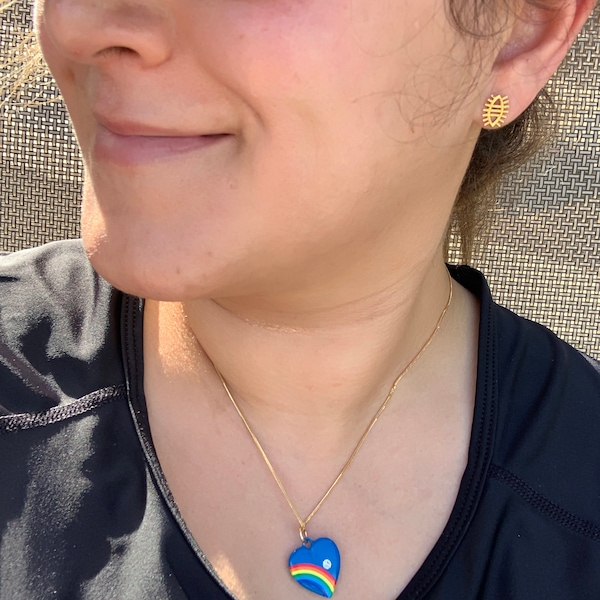 Vintage Style Rainbow Heart Charms, Enamel With Swarovski Crystal ...