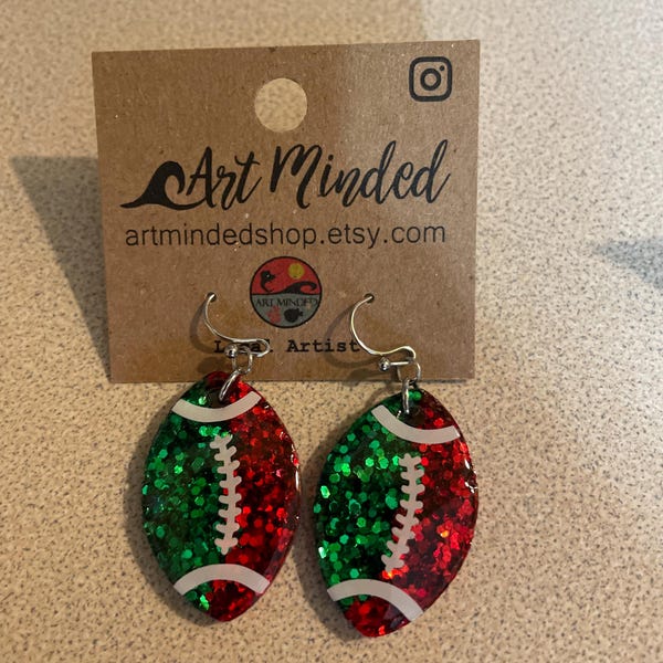 Sparkly Football Earrings, Personalized Custom Game Day Earrings ...