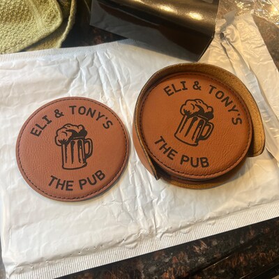 Personalized Bar Coasters, Set of 6 Coasters With Bar Name and Beer Mug ...